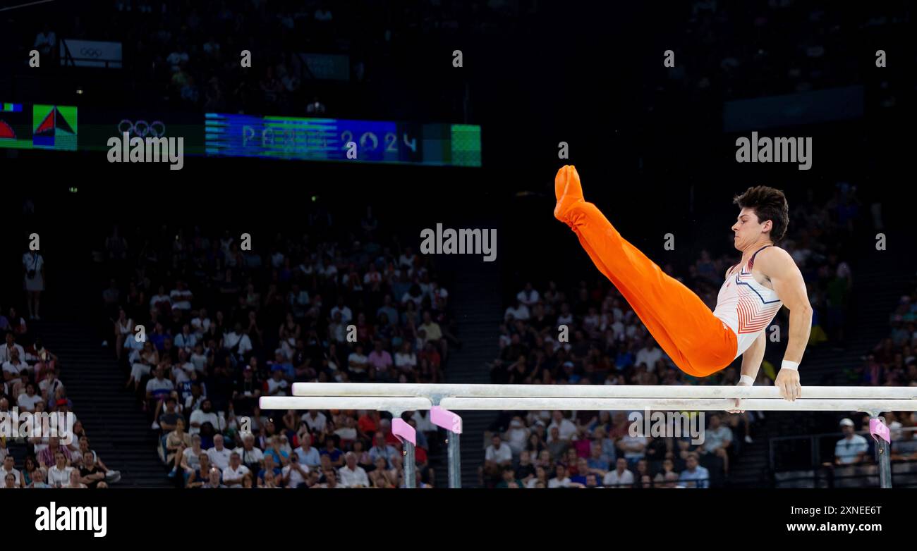 PARIS - Gymnast Frank Rijken in action during the men's all-around ...