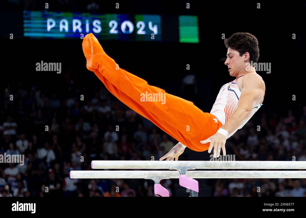 PARIS - Gymnast Frank Rijken in action during the men's all-around ...