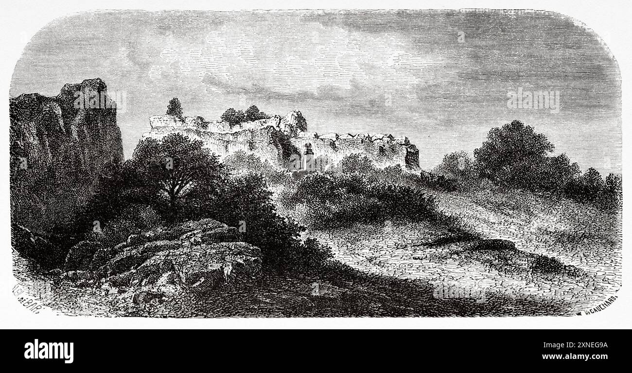 Badami cave temples, Karnataka, India, drawing by Alexandre de Bar ...