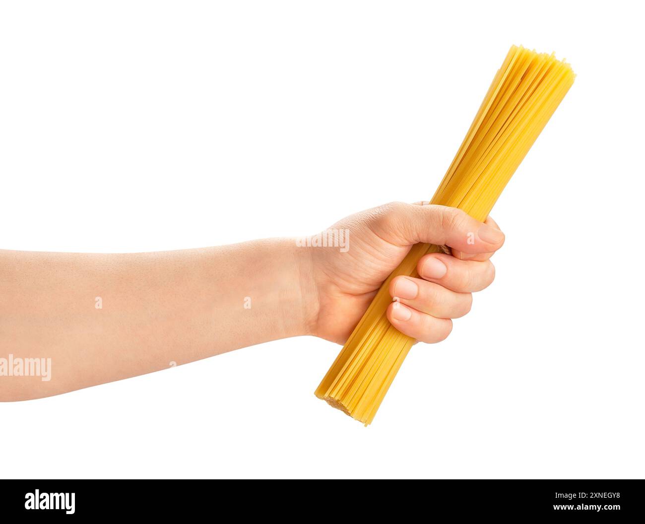pasta spaghetti in hand path isolated on white Stock Photo - Alamy