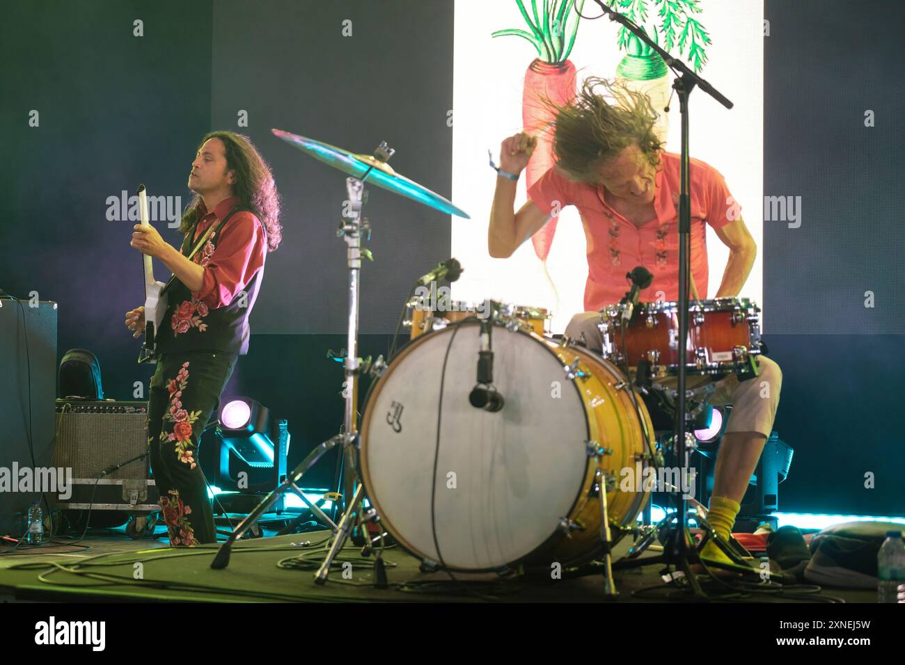 Ed Rodriguez, Greg Saunier (Deerhoof) performing at the Womad festival ...