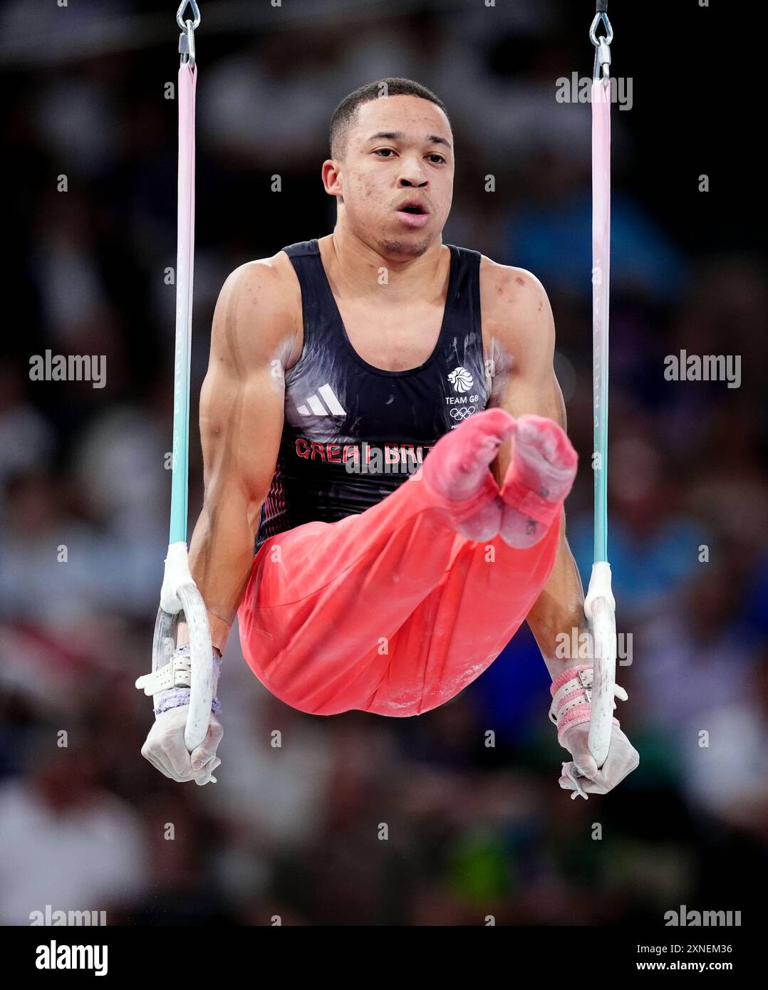 Great Britain's Joe Fraser performs on the rings during the Men's All ...
