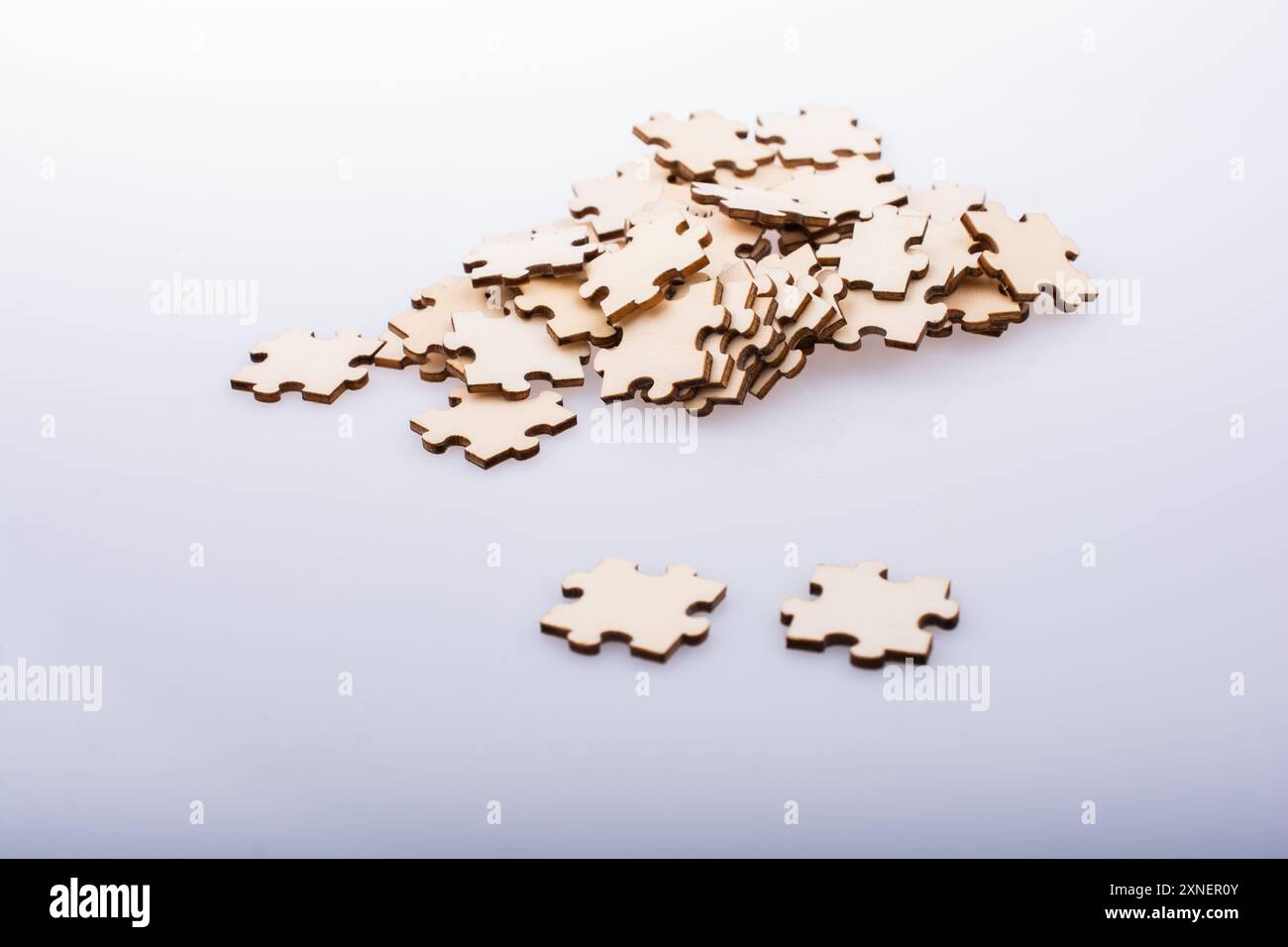 Pieces of jigsaw puzzle as problem solution concept on white background ...