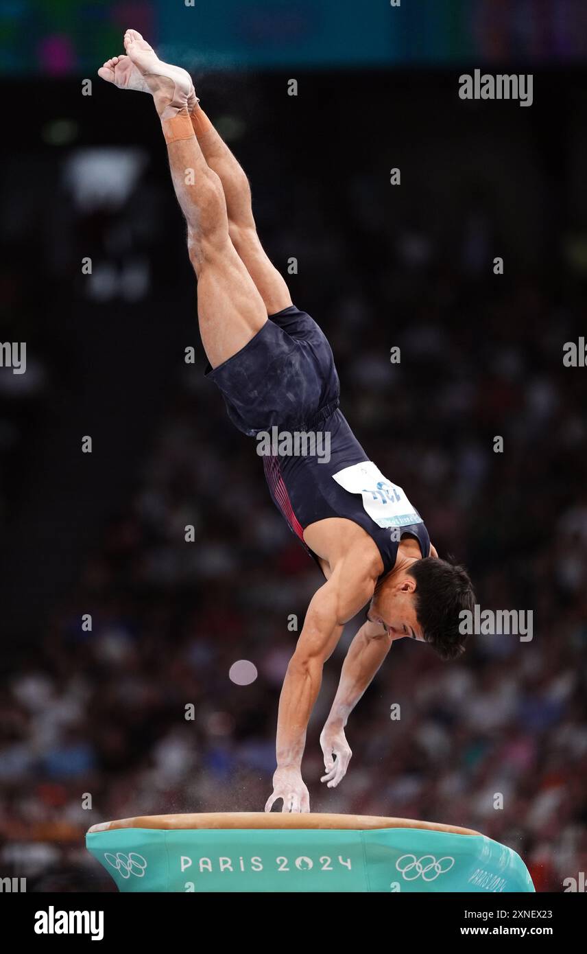 Great Britain's Jake Jarman performs on the vault during the Men's All ...