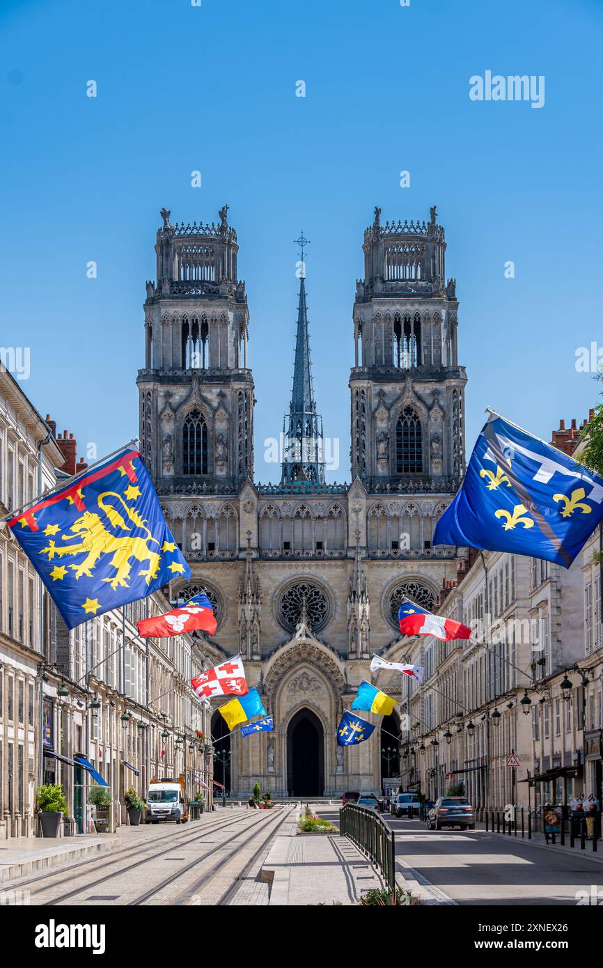 Perspective of Rue Jeanne d'Arc with the Sainte-Croix d'Orléans Gothic ...