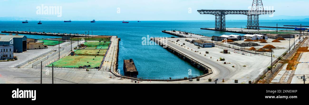 A panoramic view of the former Hunters Point Naval Shipyard in San ...