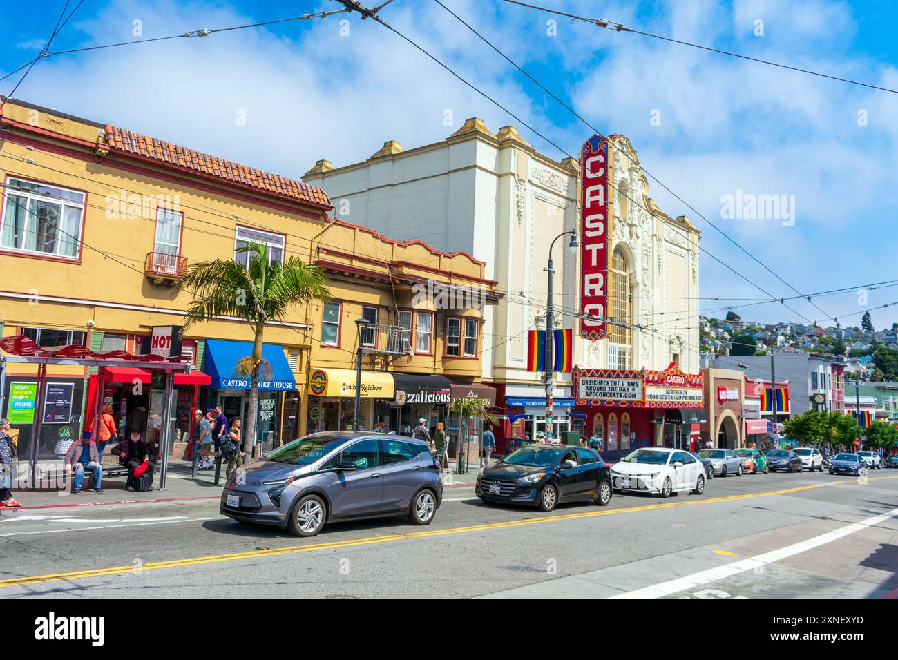 Busy day in San Francisco Castro District, with the historic Castro ...