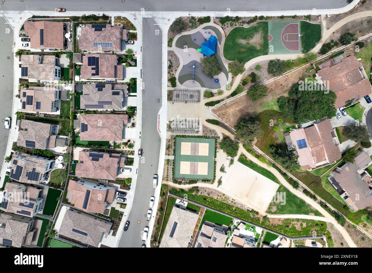 Aerial view of middle class community big houses, Escondido, South ...