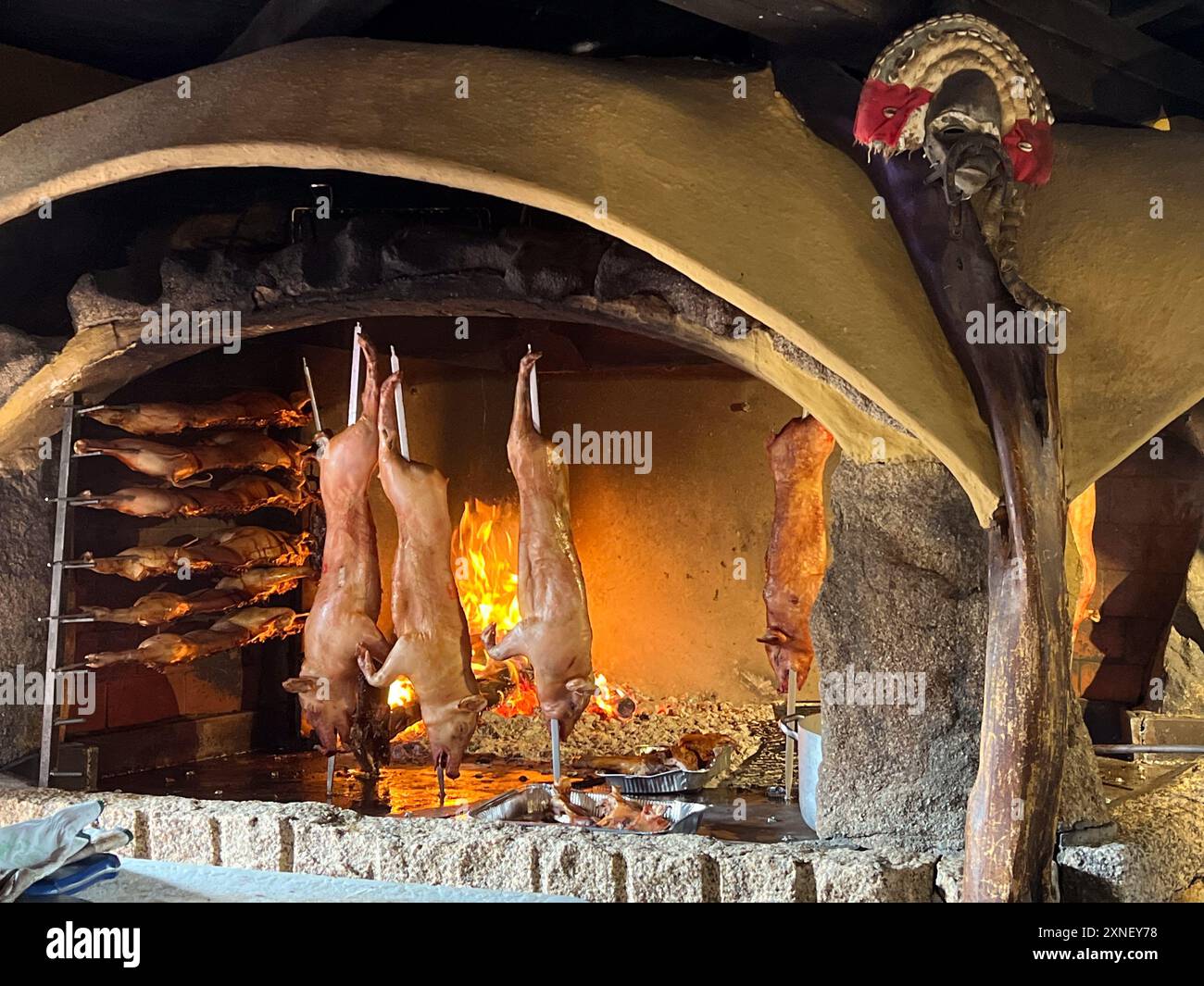 Preparing Various Porchetta on Charcoals, a tasty dish of roasted whole ...