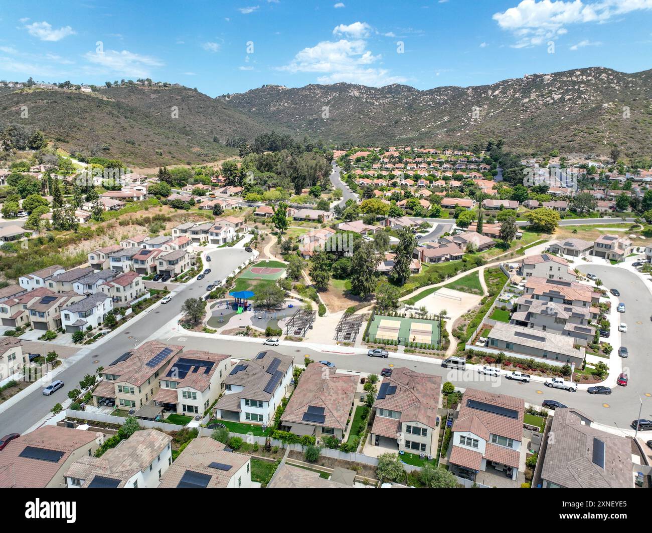 Aerial view of middle class community big houses, Escondido, South ...
