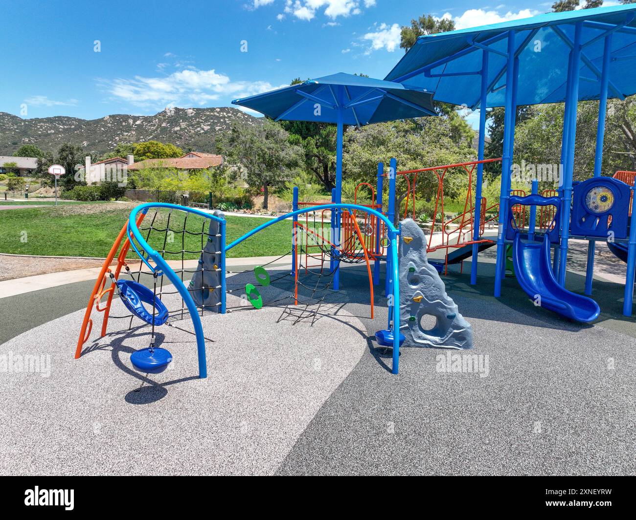 Colorful children playground activities in community public park ...