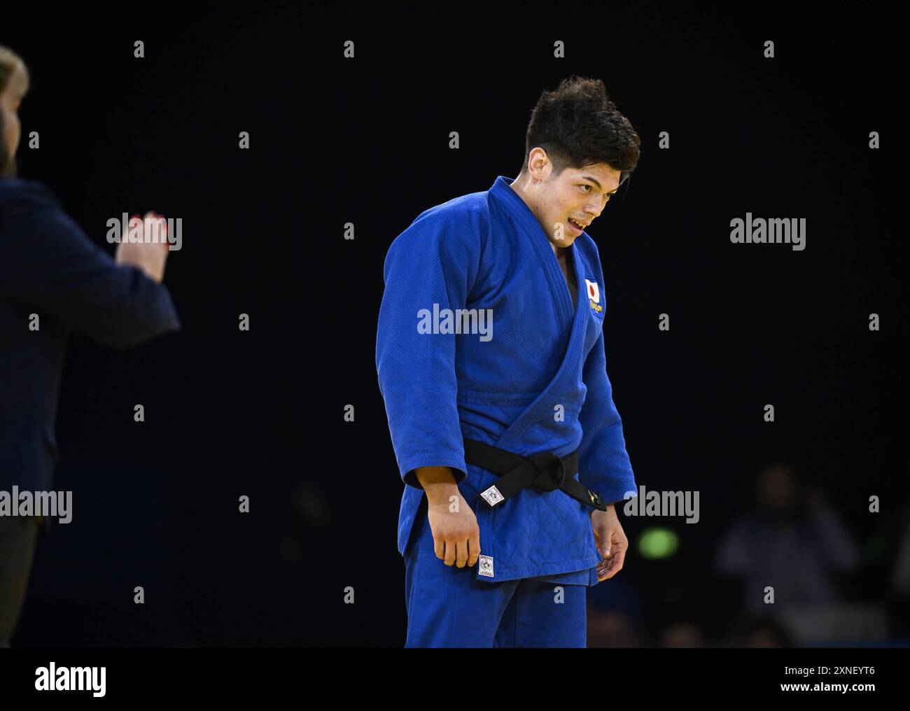 Sanshiro Murao of Japan reacts after losing to Lasha Bekauri of Georgia ...