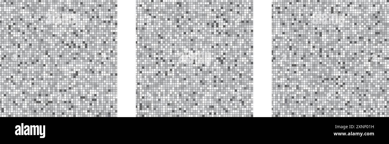 Disco ball silver pattern collection. Set of grey square mosaic ...