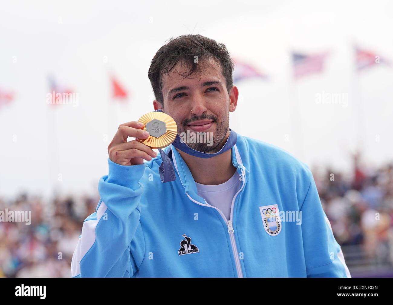 Paris, France. 31st July, 2024. Gold medalist Jose Torres Gil of ...