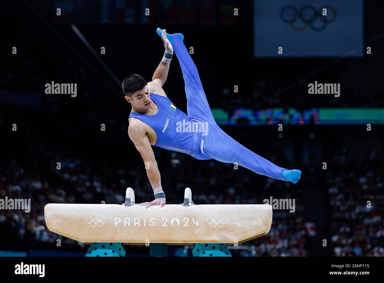 Yumin Abbadini of Italy competes Pommel Horse during Men's All-Around ...