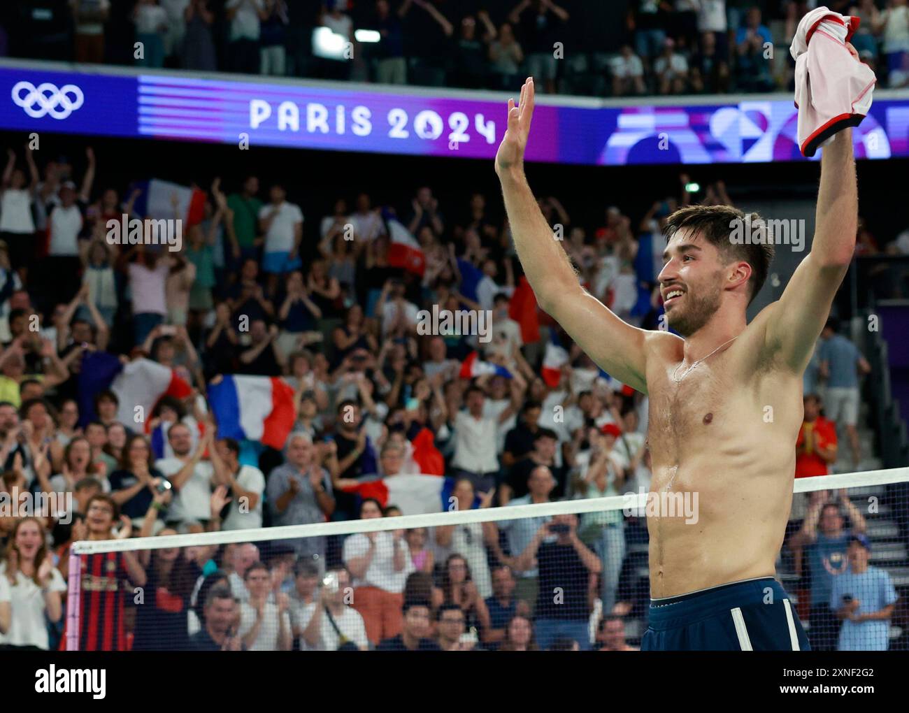 Paris, France. 31st July, 2024. Toma Junior Popov of France celebrates ...