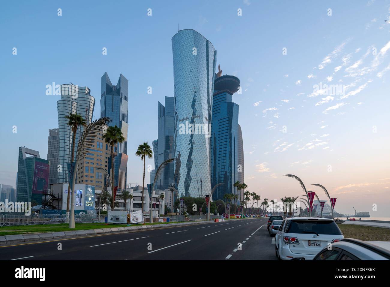 The Panoramic skyline of Doha, Qatar during sunset Stock Photo - Alamy