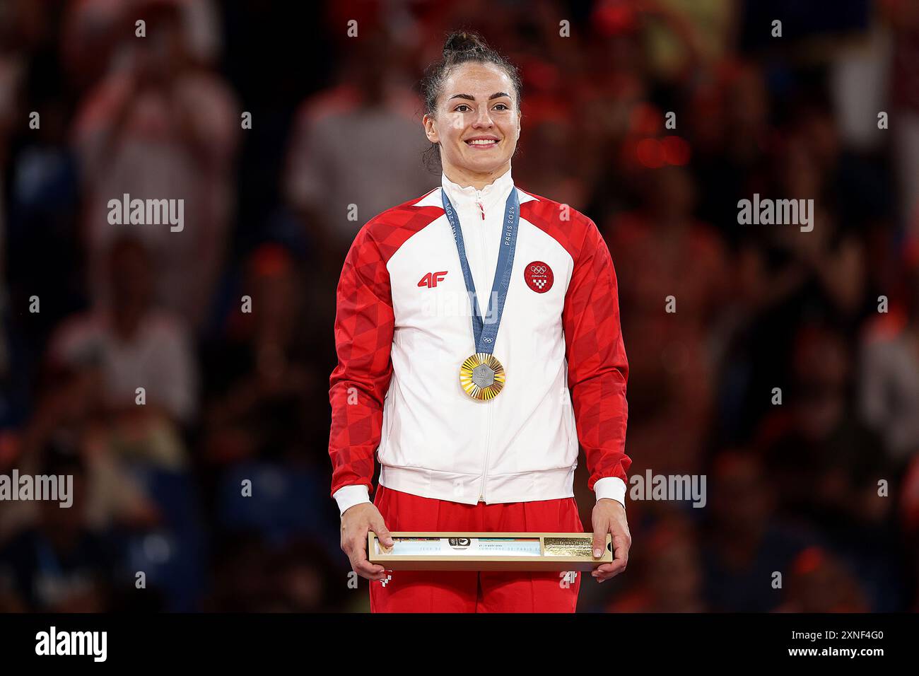 Paris, France. 31st July, 2024. Gold medalist Barbara Matic of Croatia ...