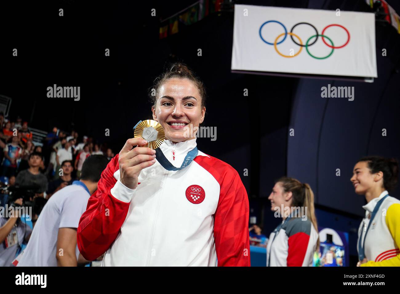 Paris, France. 31st July, 2024. Gold medalist Barbara Matic of Croatia ...