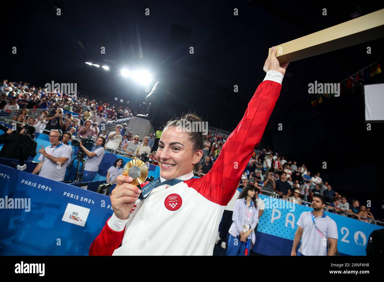 Paris, France. 31st July, 2024. Gold medalist Barbara Matic of Croatia ...