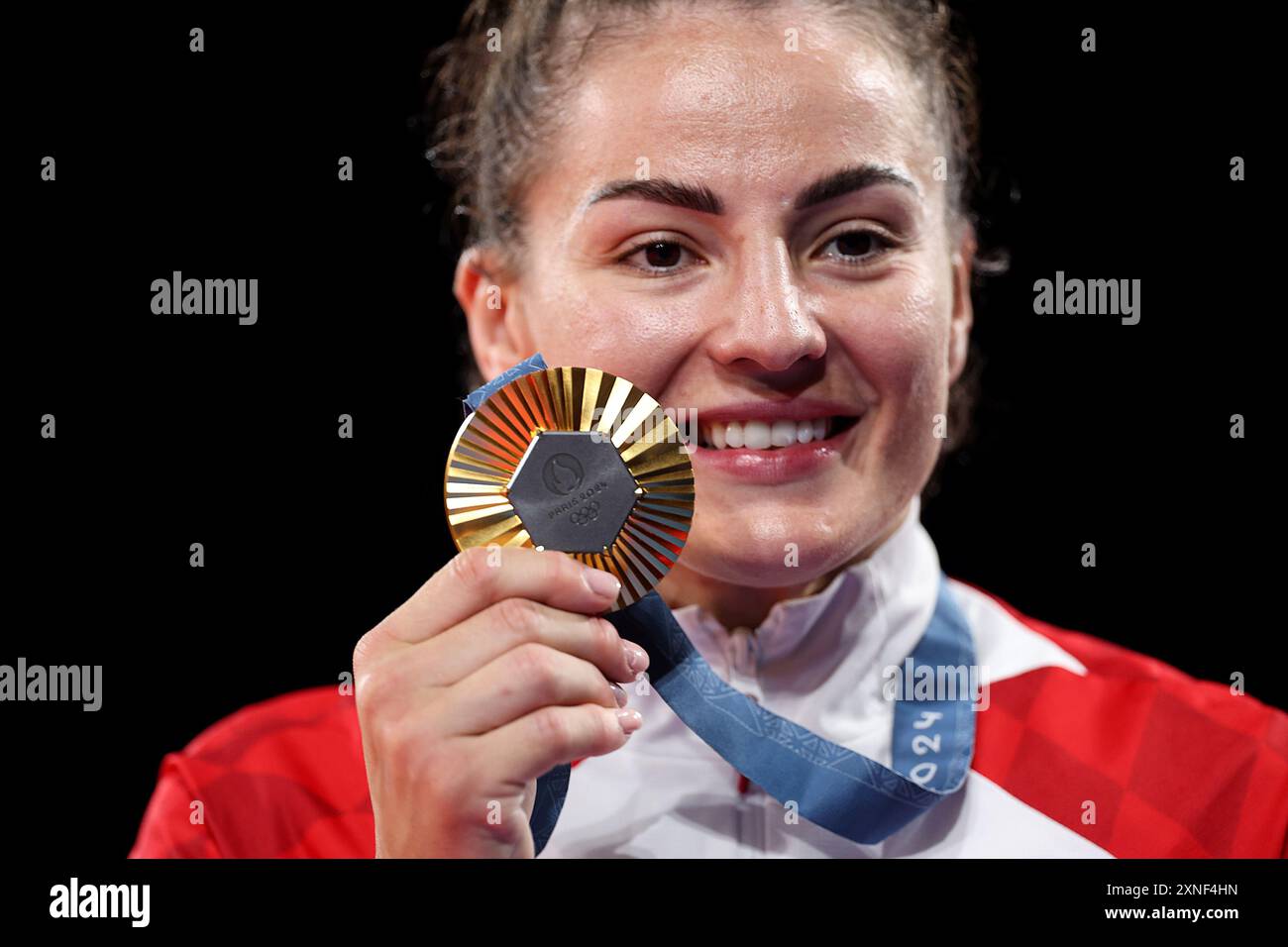 Paris, France. 31st July, 2024. Gold medalist Barbara Matic of Croatia ...