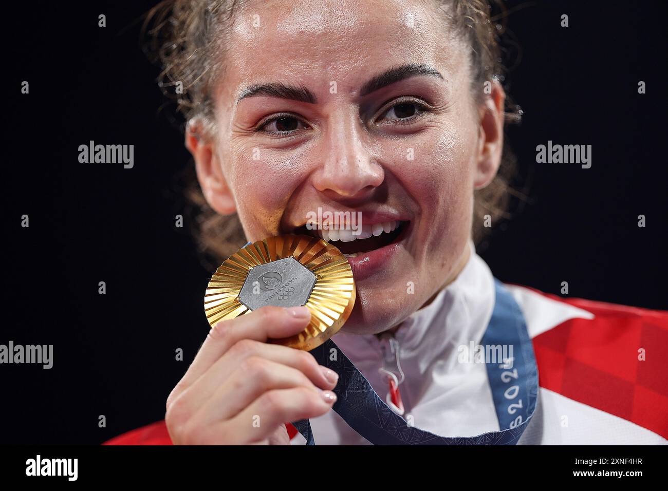 Paris, France. 31st July, 2024. Gold medalist Barbara Matic of Croatia ...