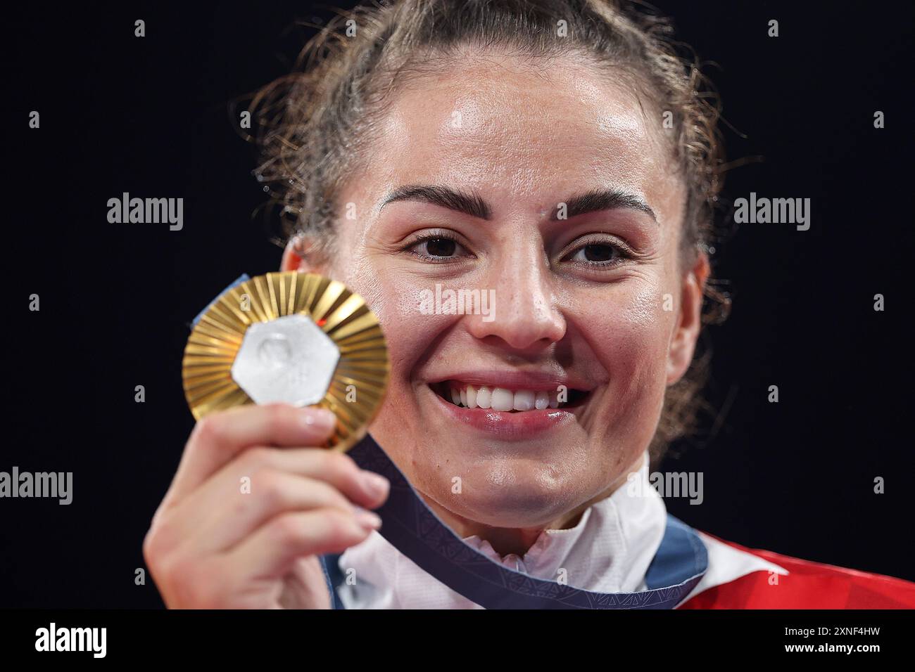 Paris, France. 31st July, 2024. Gold medalist Barbara Matic of Croatia ...