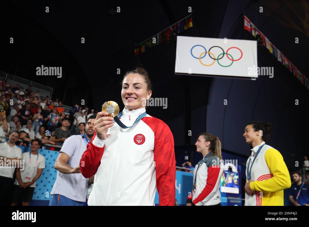 Paris, France. 31st July, 2024. Gold medalist Barbara Matic of Croatia ...