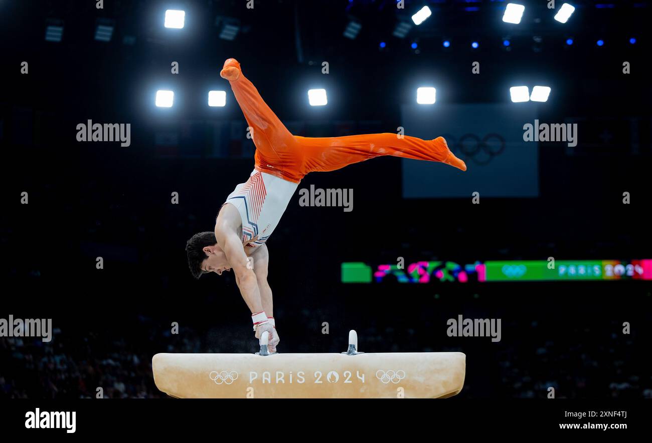 PARIS - Gymnast Frank Rijken in action during the men's all-around ...