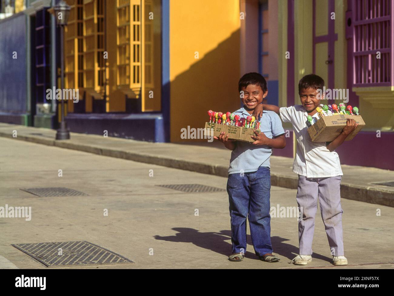 Two kids selling candies on the street, Maracaibo, Zulia, Venezuela ...