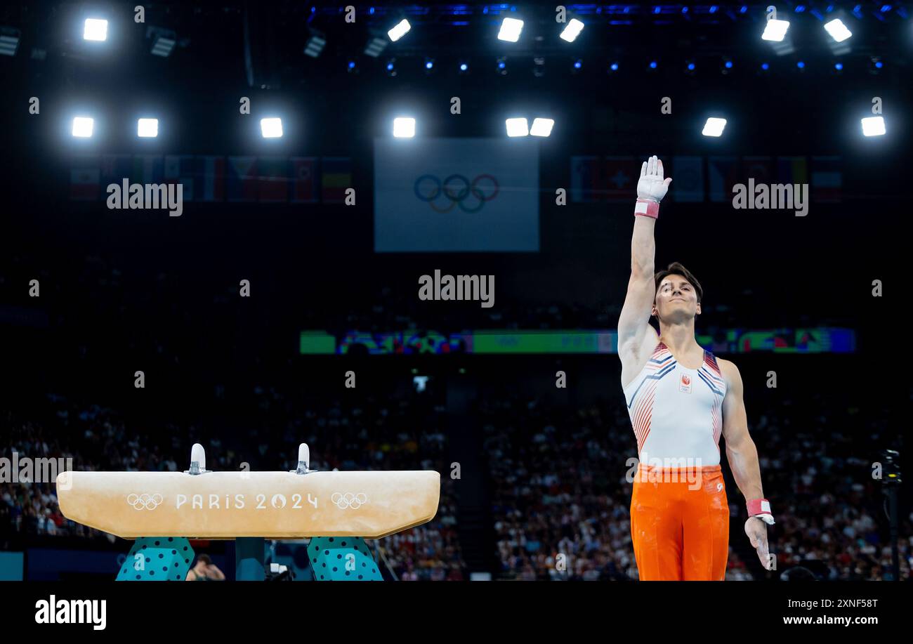PARIS - Gymnast Frank Rijken in action during the men's all-around ...