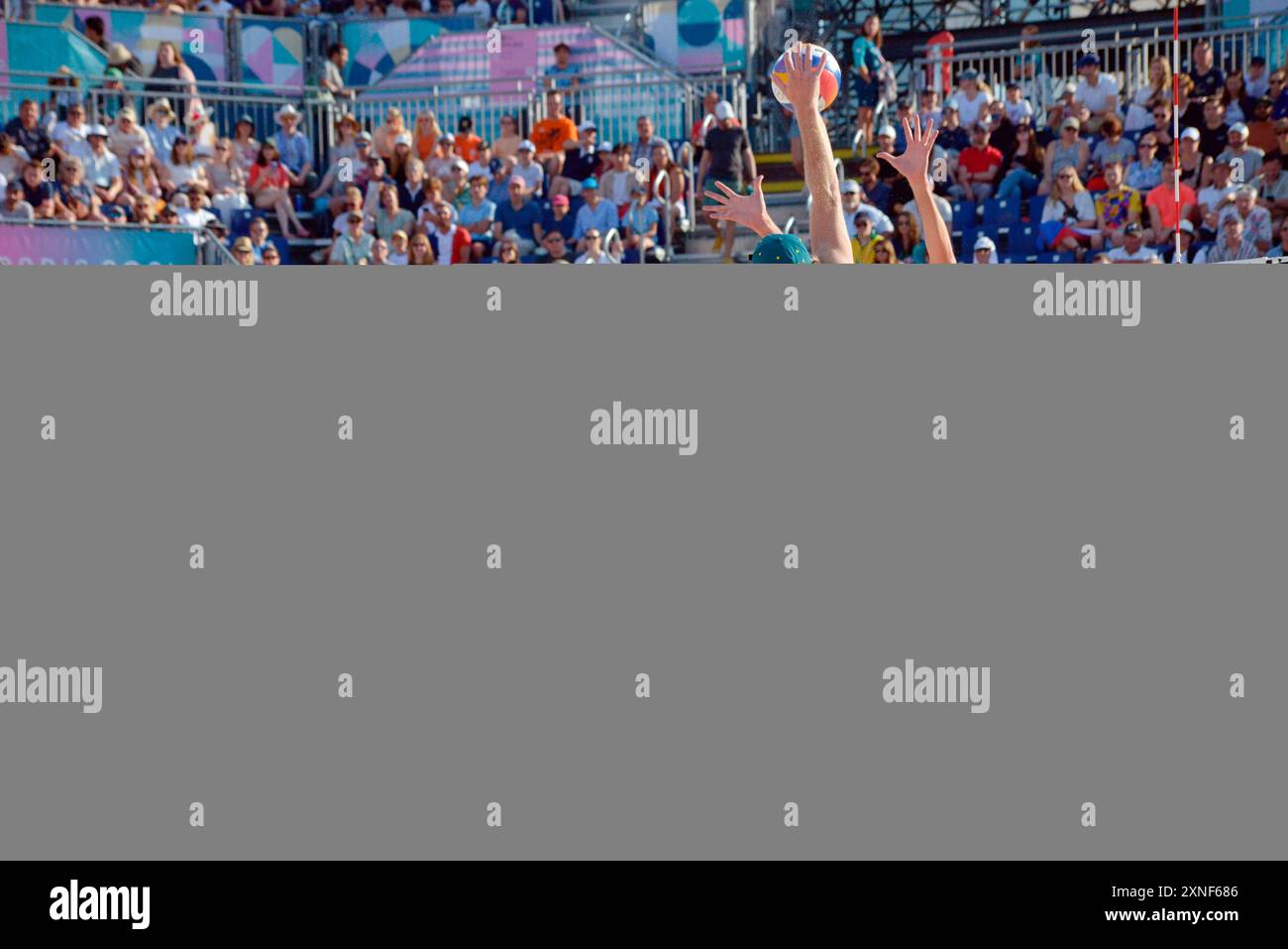 Izac Carracher (Aus) in action during Men's Beach Volley - Italy vs ...