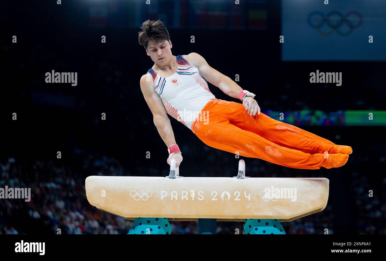 PARIS - Gymnast Frank Rijken in action during the men's all-around ...