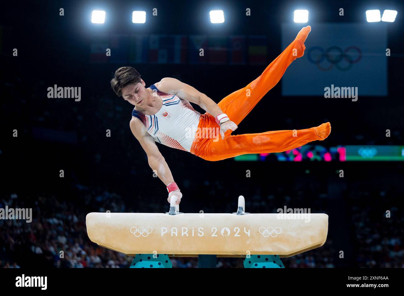 PARIS - Gymnast Frank Rijken in action during the men's all-around ...