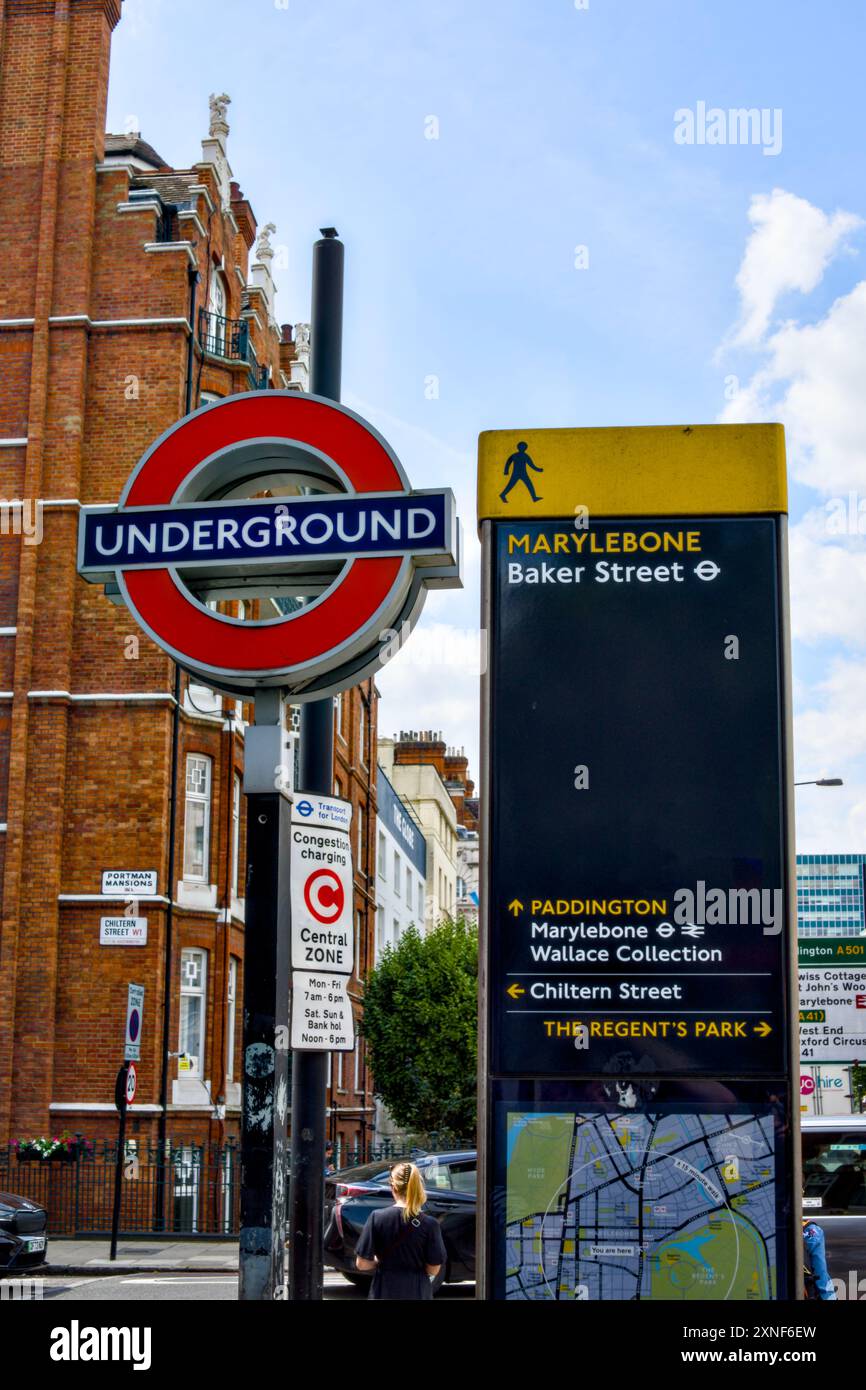 Marylebone Wayfinding Sign Opposite Baker Street Station, City Of ...