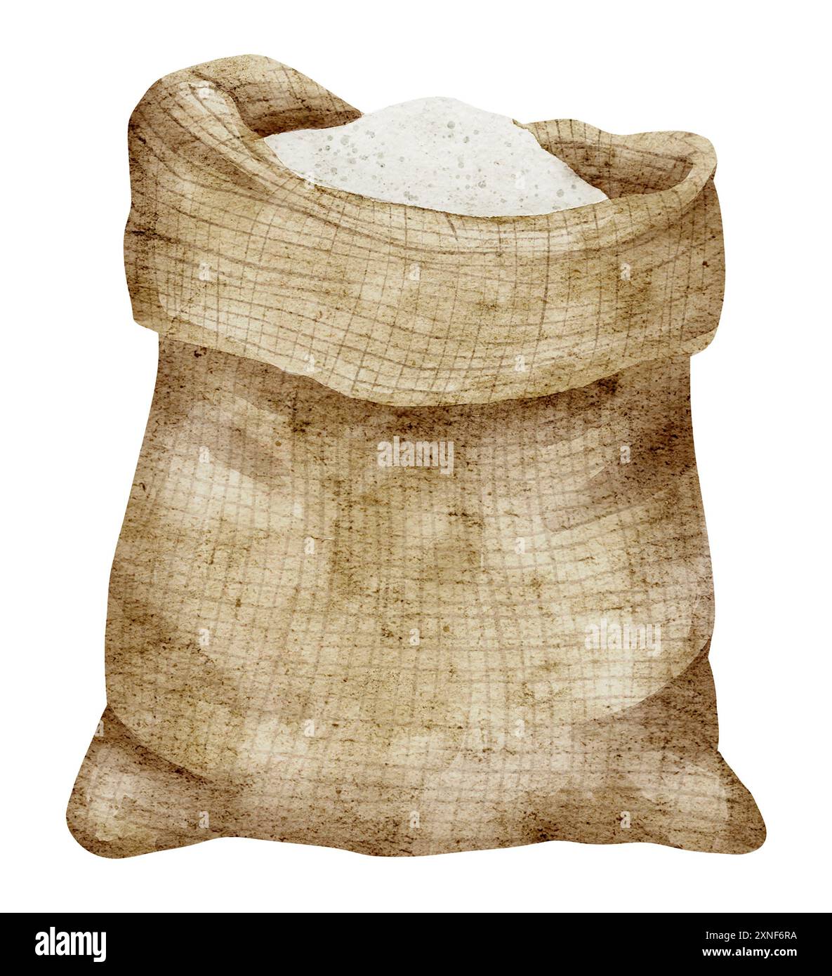 Sack of Flour watercolor illustration. Drawing of burlap bag whole of ...
