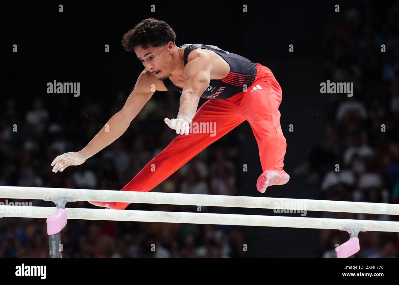 Great Britain's Jake Jarman performs on the Parallel Bars during the ...