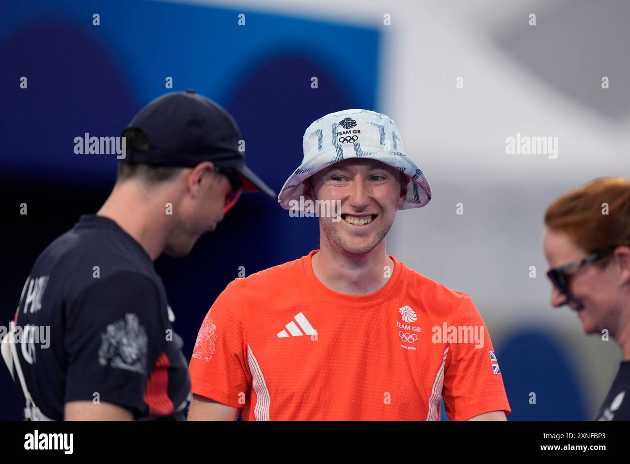 Britain's Conor Hall smiles at his teammate Tom Hall after Tom Hall won ...