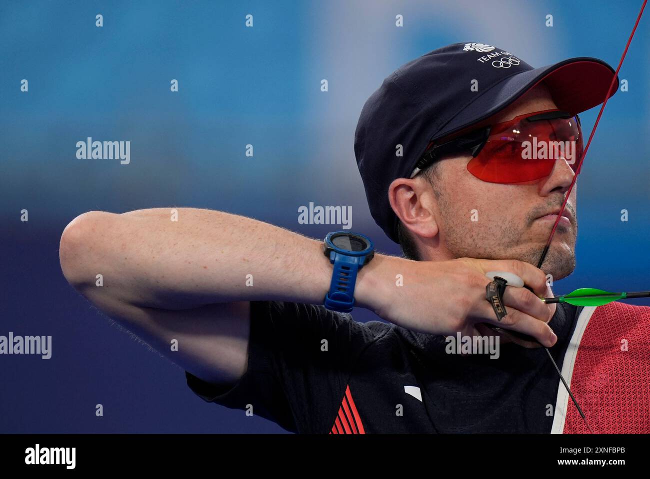 Britain's Tom Hall shoots during the Archery individual elimination ...
