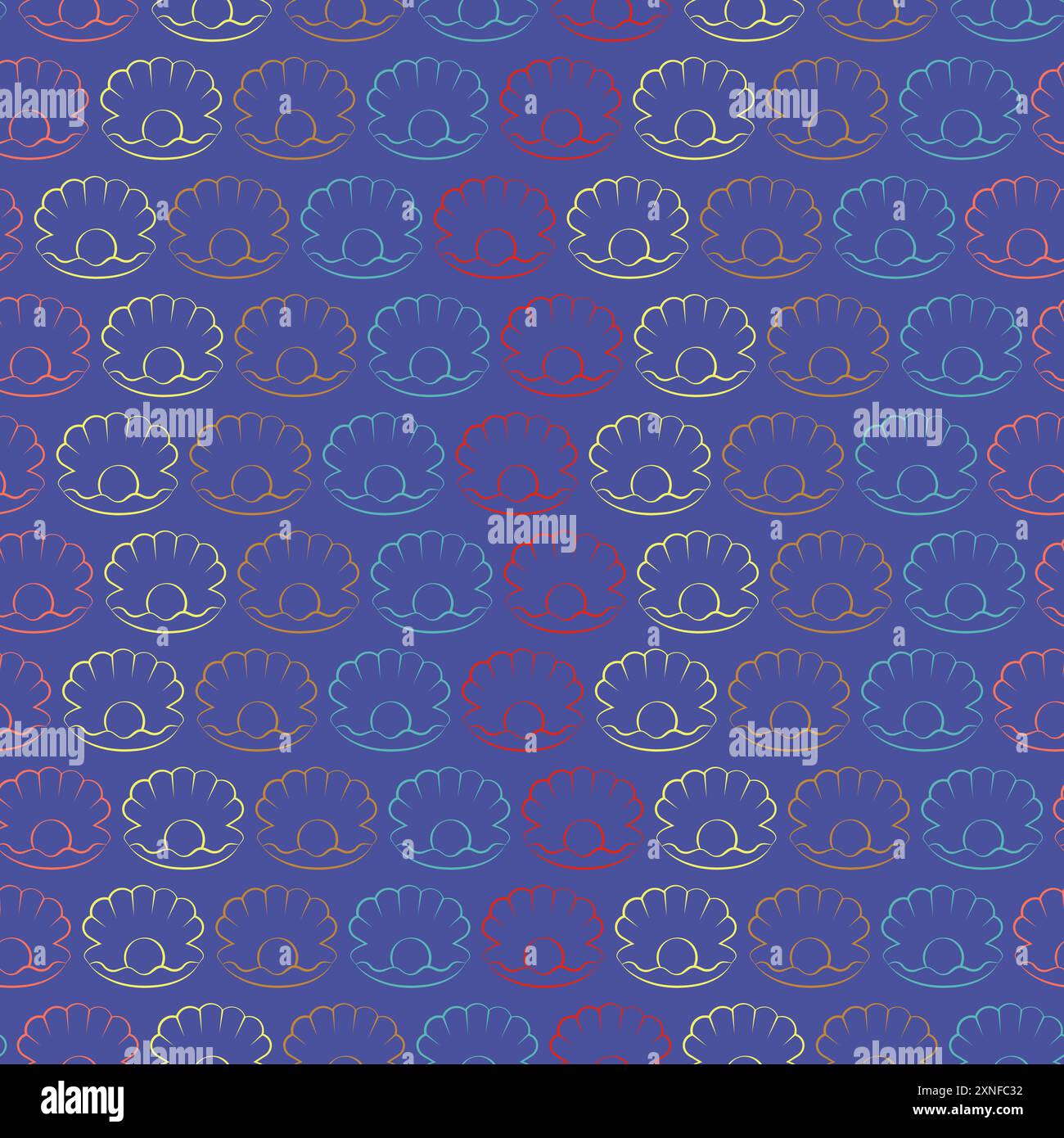 Seamless marine pattern with clam and pearl. Seafood pattern background ...