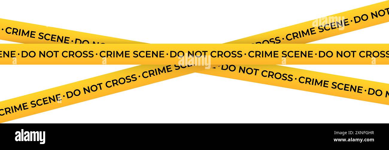 crime scene do not cross tape. Yellow and black barricade tape on white ...