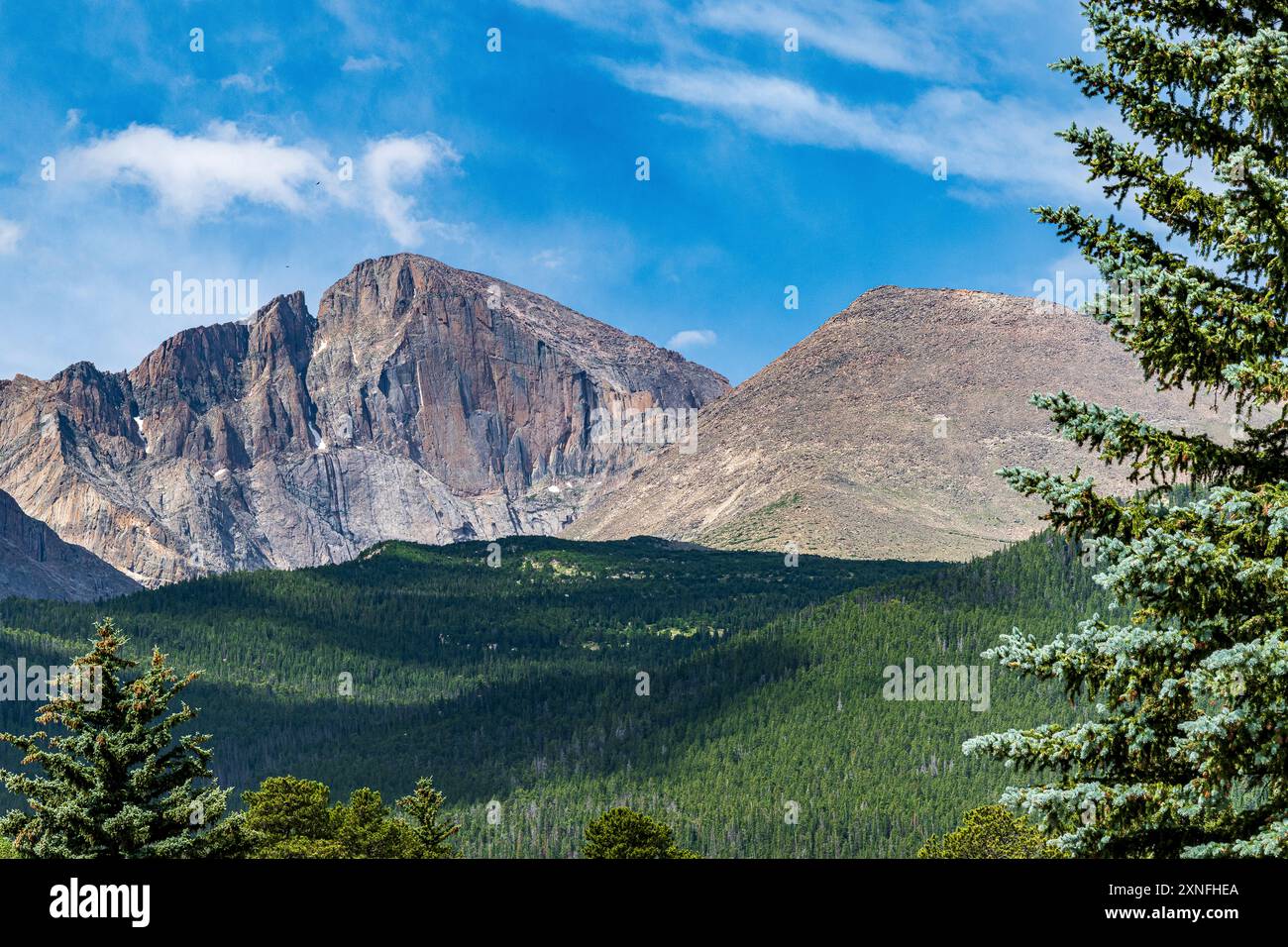 Longs peak with the Keyhole visible Stock Photo - Alamy