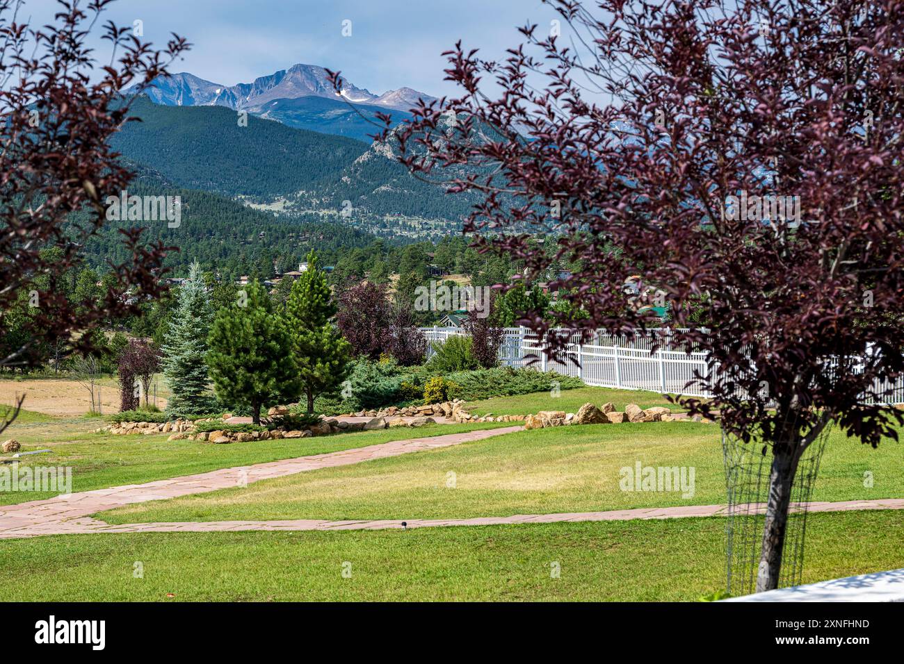 Viewing Longs peak from the front lawn of the Stanley hotel in Estes ...