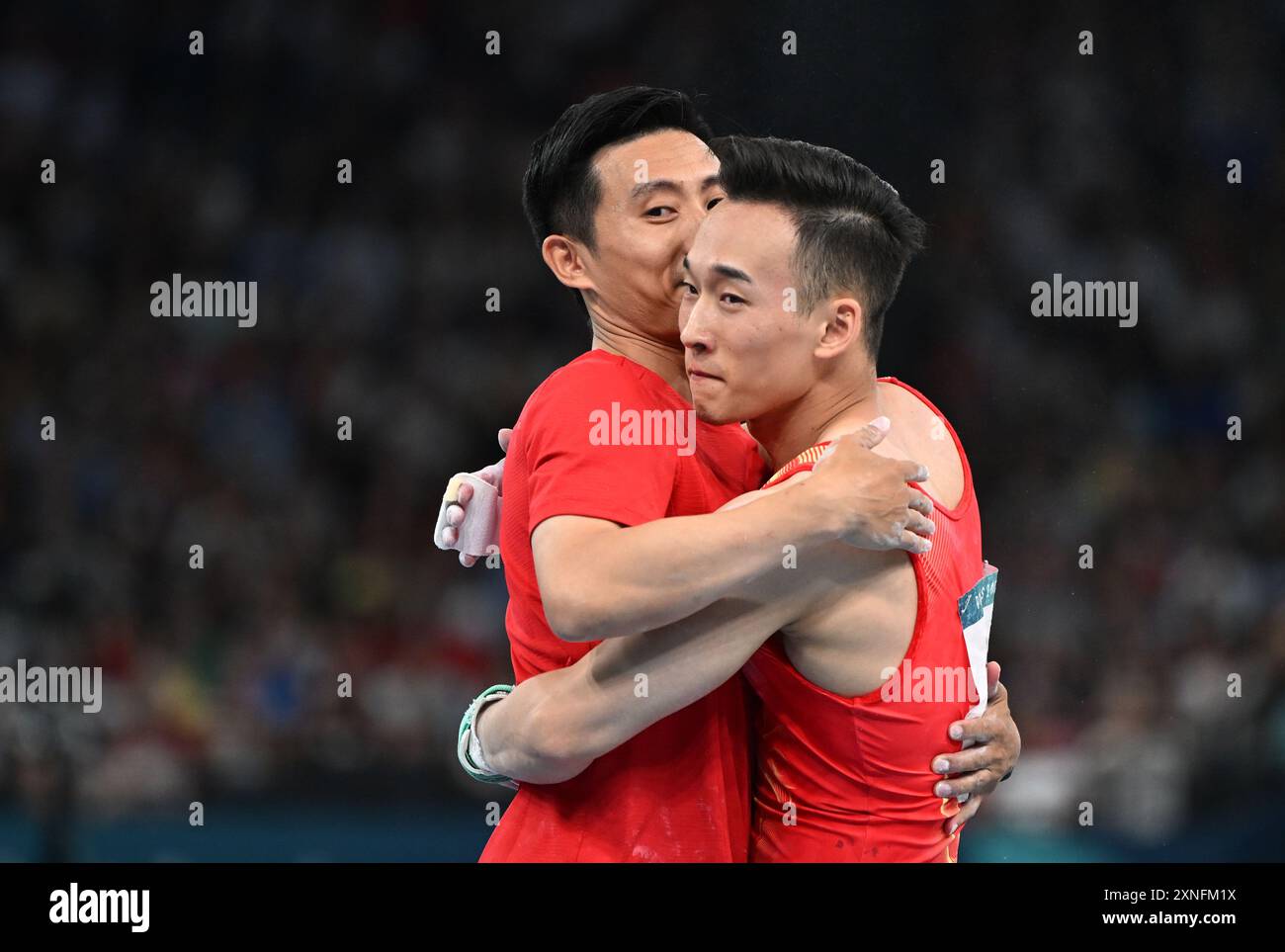 Paris, France. 31st July, 2024. Xiao Ruoteng (R) of China celebrates ...