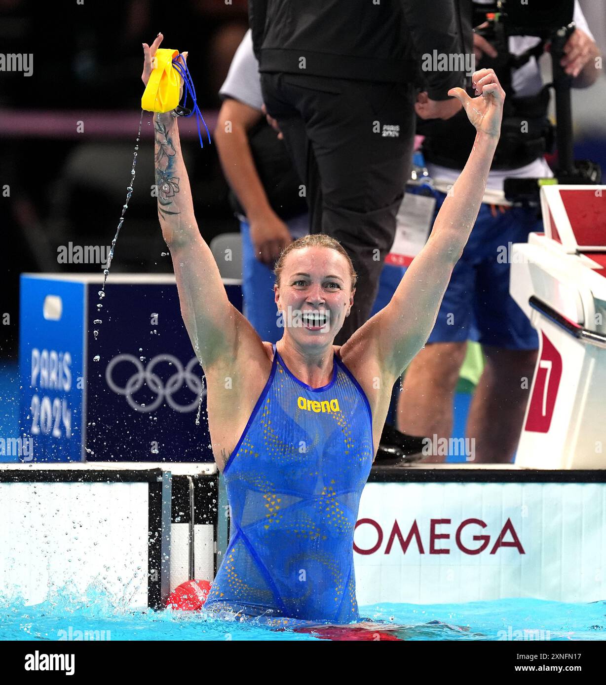 Sweden's Sarah Sjostrom celebrates after winning the women's 100m ...