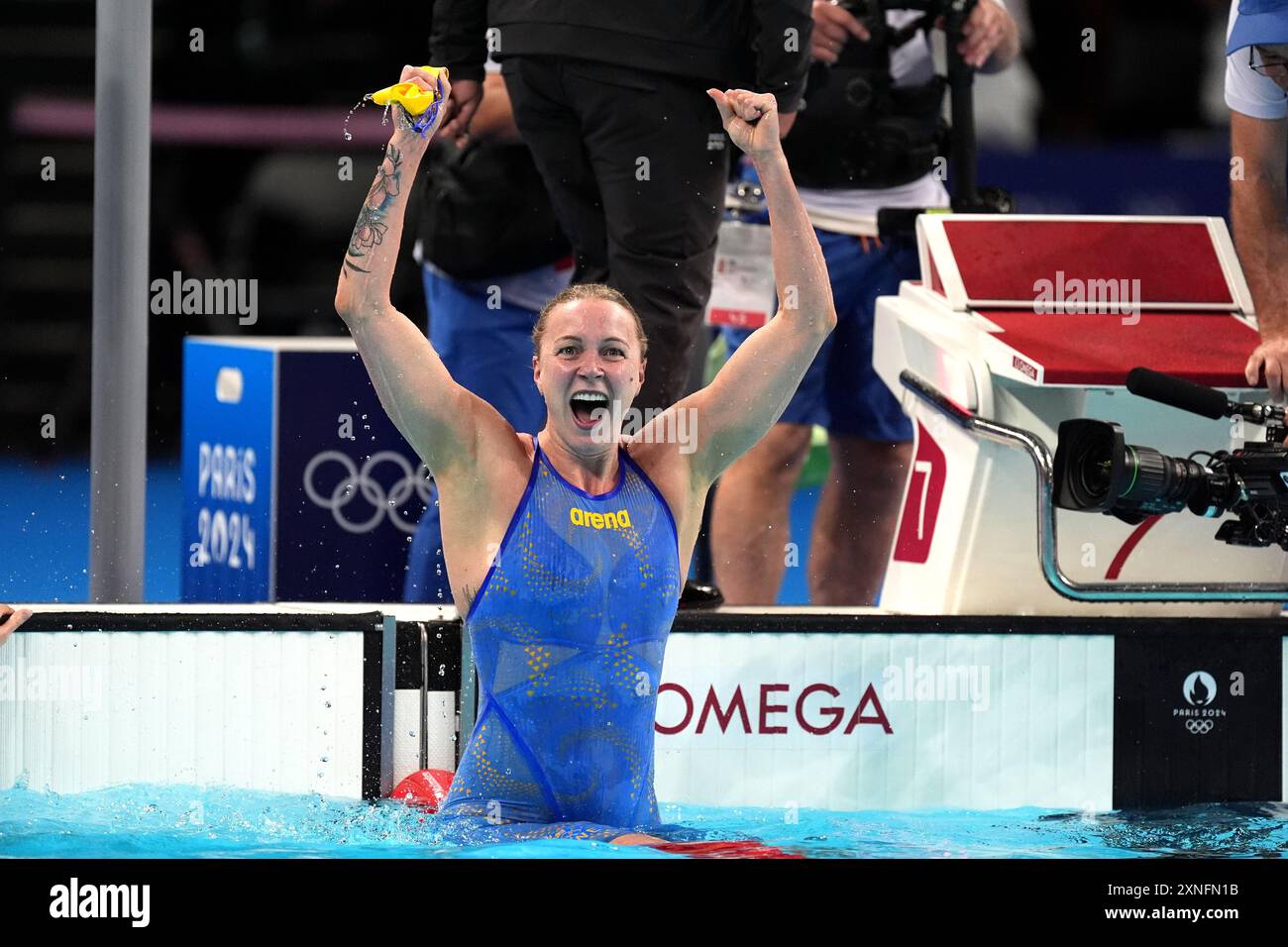 Sweden's Sarah Sjostrom celebrates after winning the women's 100m ...