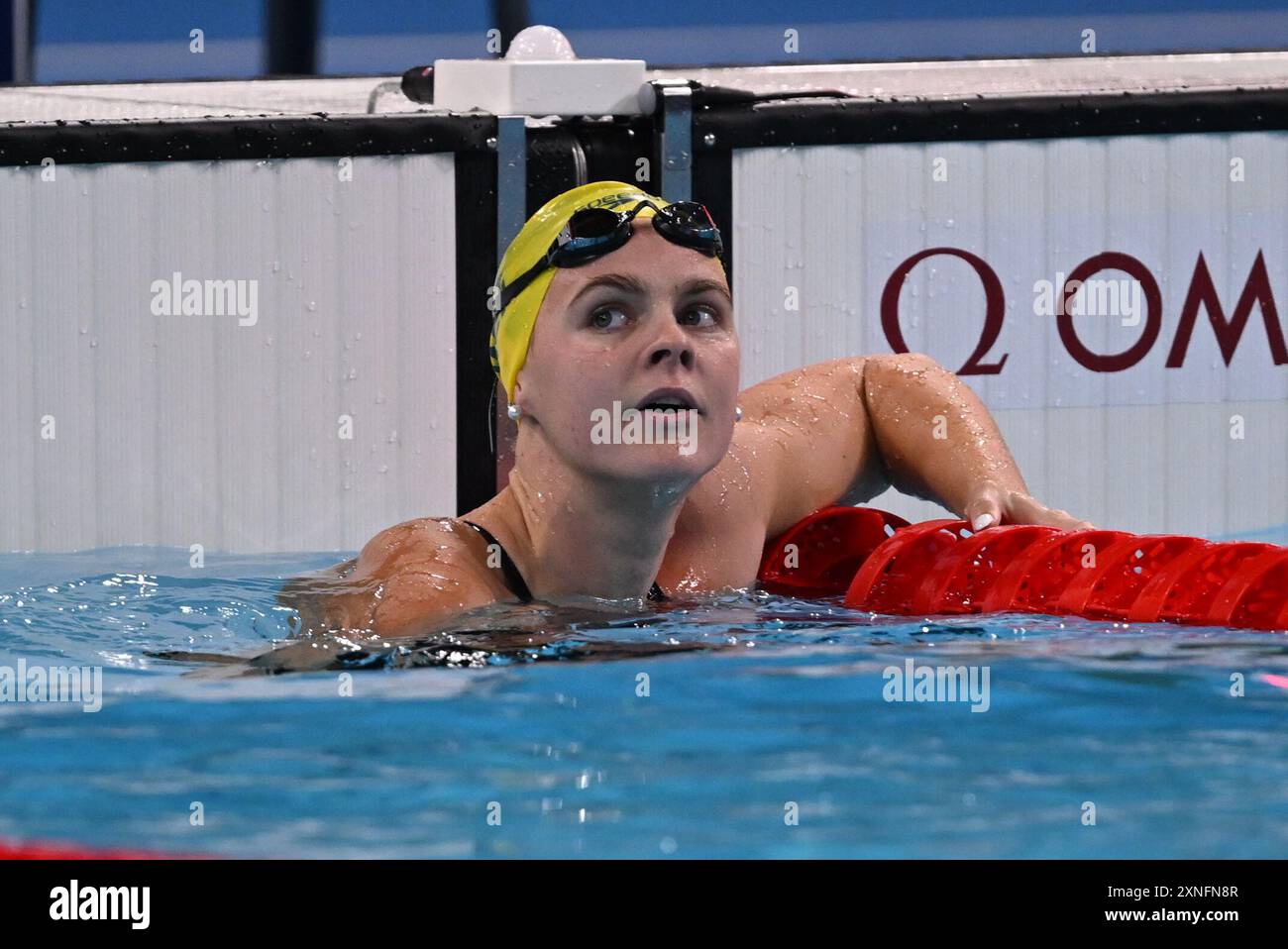 Paris, France. 31st July, 2024. Australian swimmer Shayna Jack reacts ...