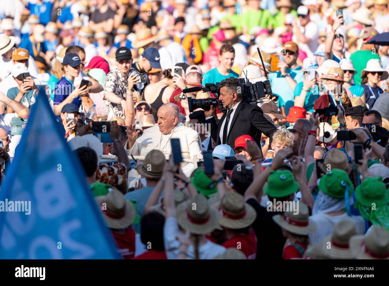 Pope Francis arrives at St. Peter's Square to meet participants in the ...