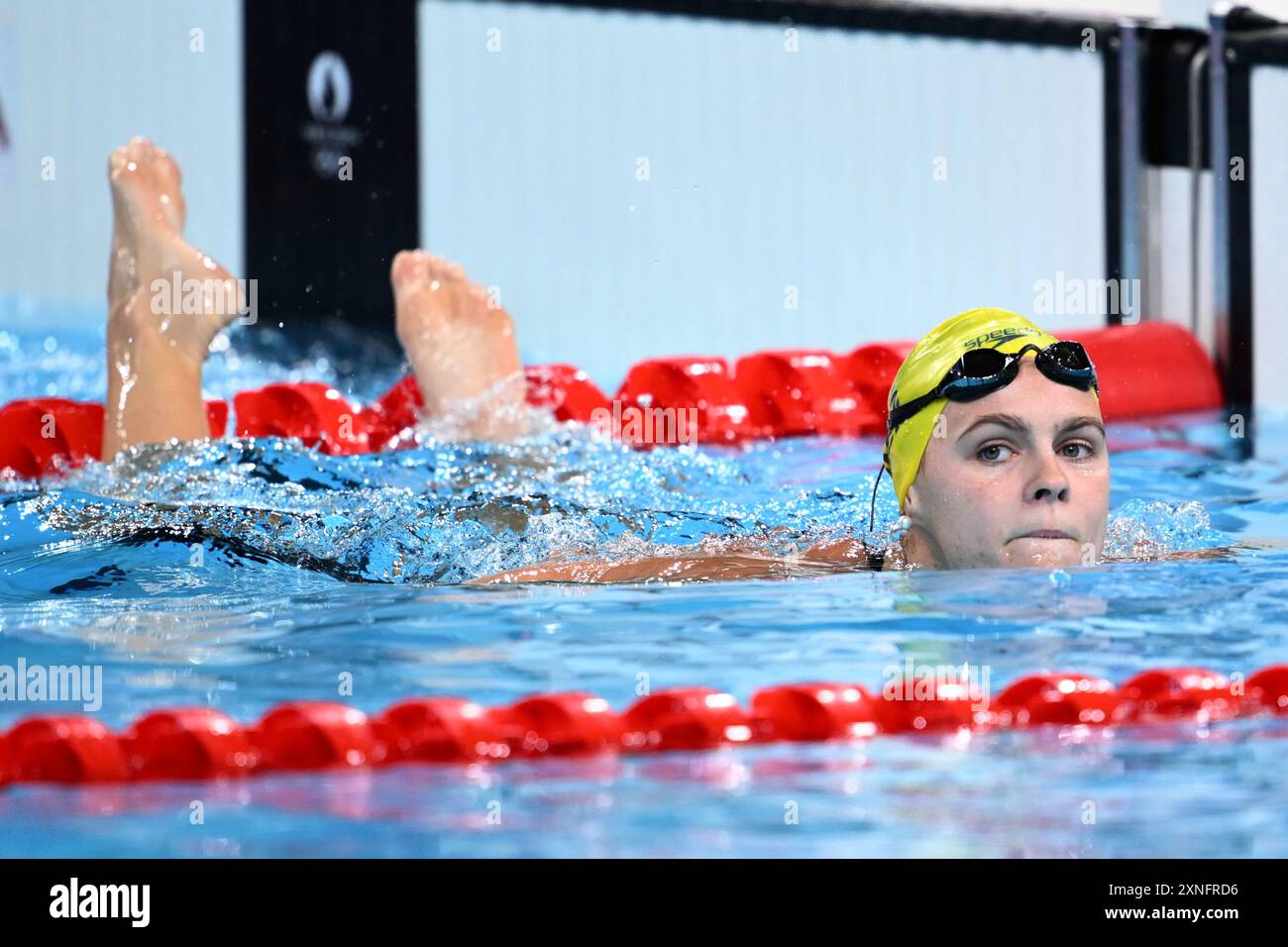 Paris, France. 31st July, 2024. Australian swimmer Shayna Jack reacts ...