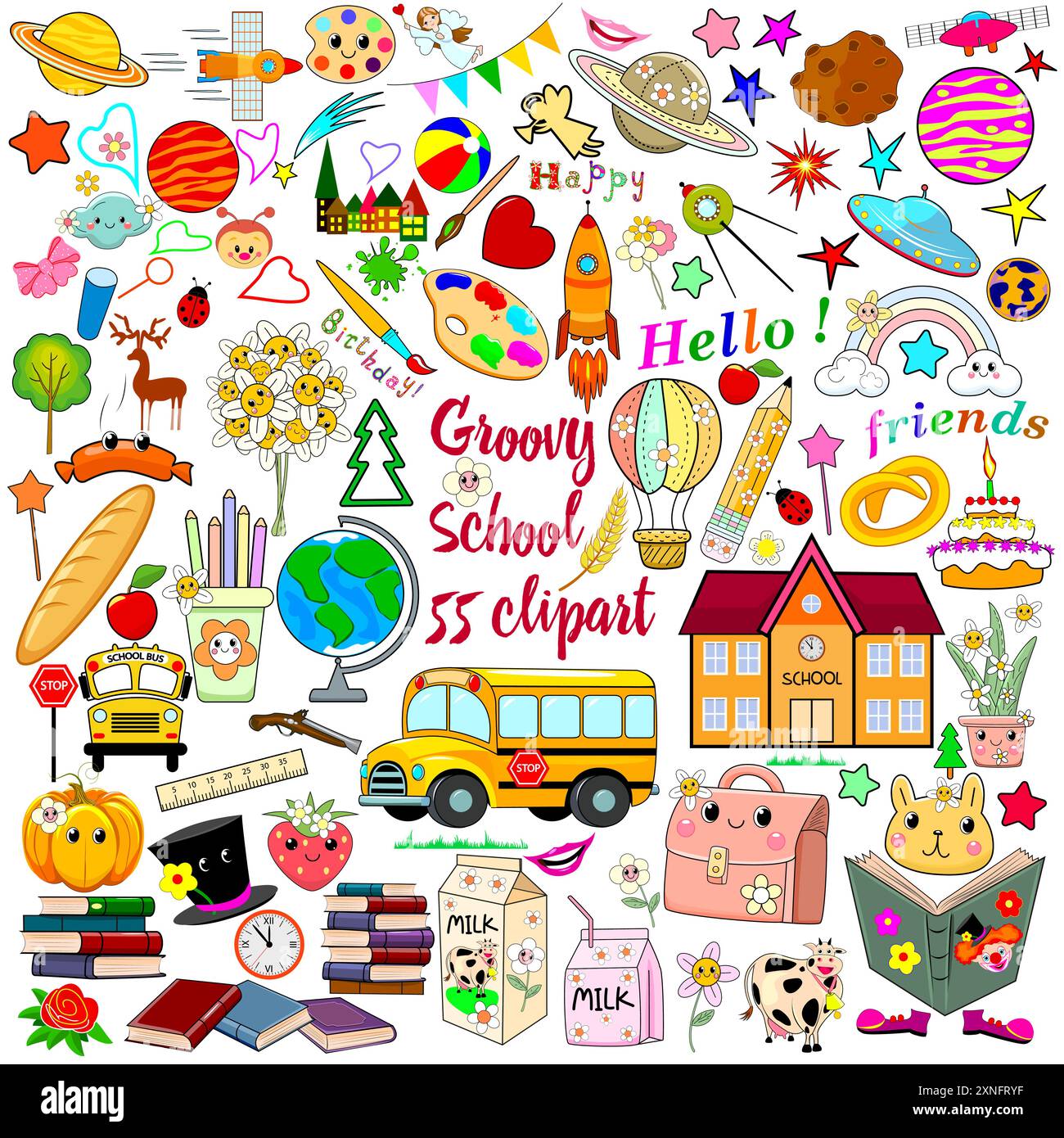 Set of school supplies drawings on white background. Back to school ... Set of school supplies drawings on white background. Back to school ...